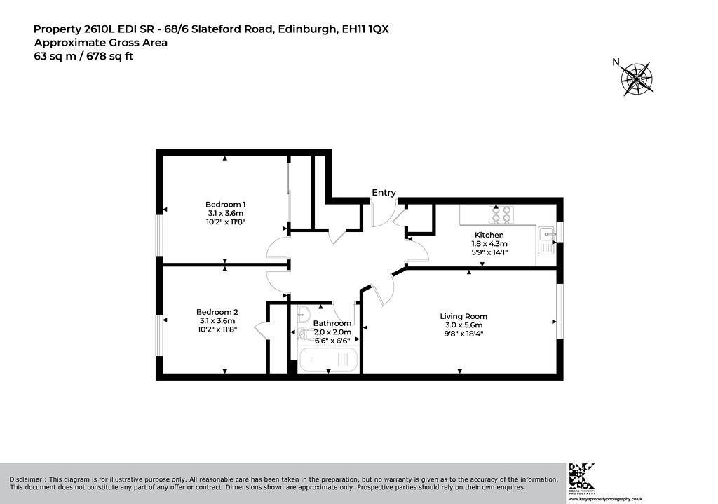 Slateford Road, Edinburgh EH11, 2 bed flat to rent, £1,375 pcm ...