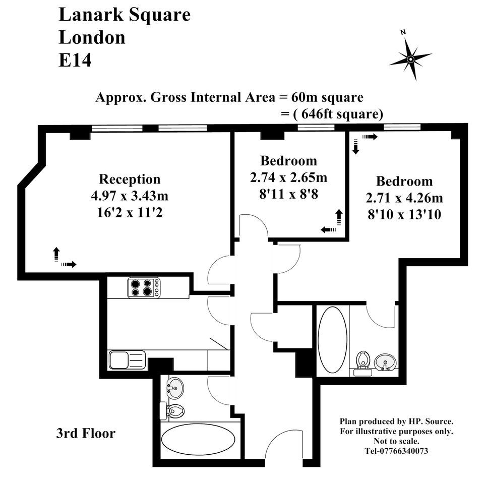 2 bed flat to rent in Aegon House, 13 Lanark Square, Canary Wharf ...