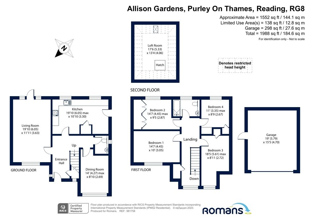 4 bed detached house for sale in Allison Gardens, Purley On Thames ...