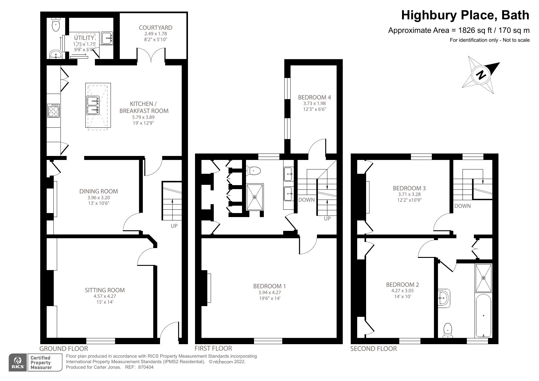 4 bed terraced house for sale in Highbury Place, Bath, Somerset BA1 ...