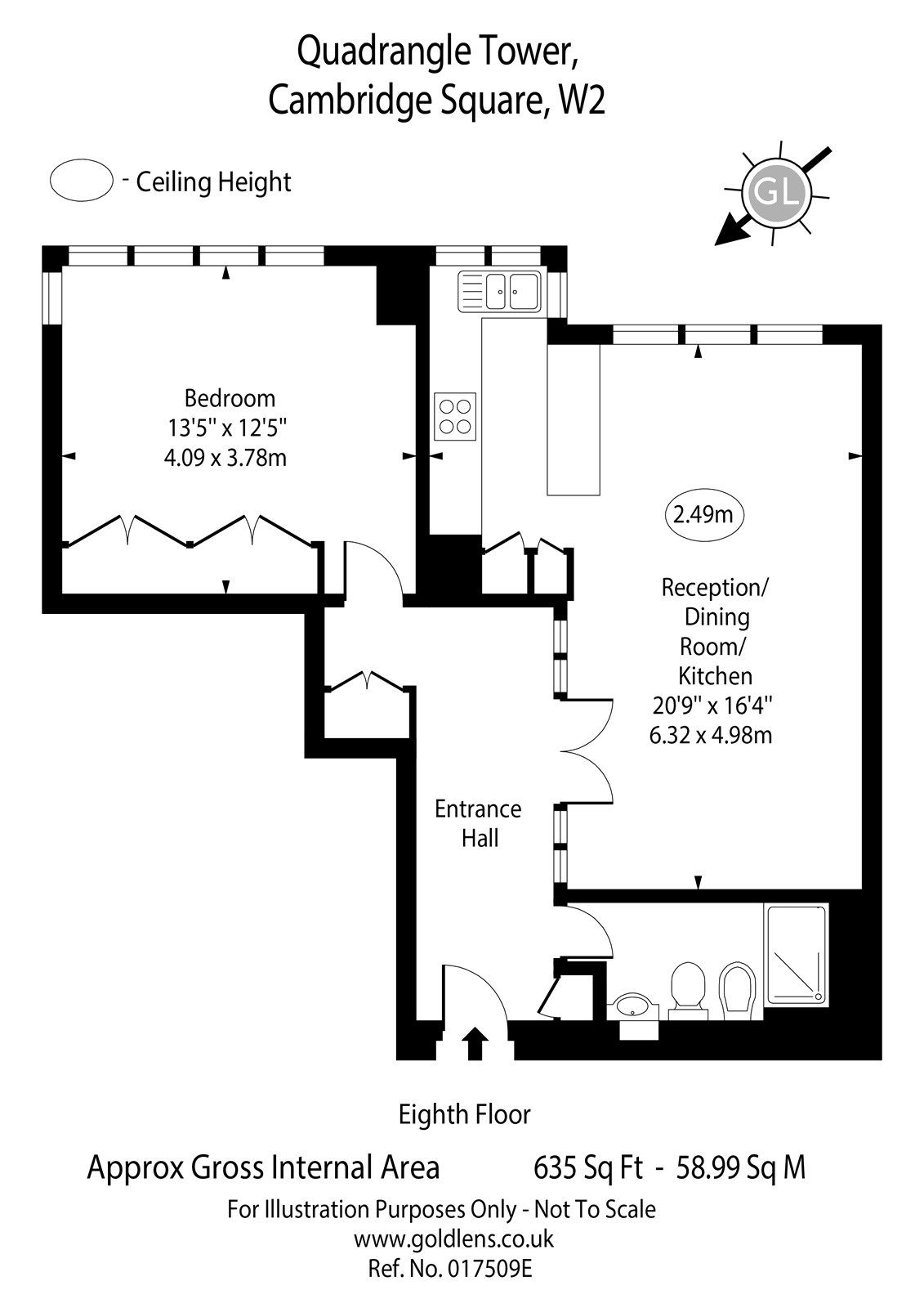 1 bed flat to rent in Quadrangle Tower, Cambridge Square, London W2 ...