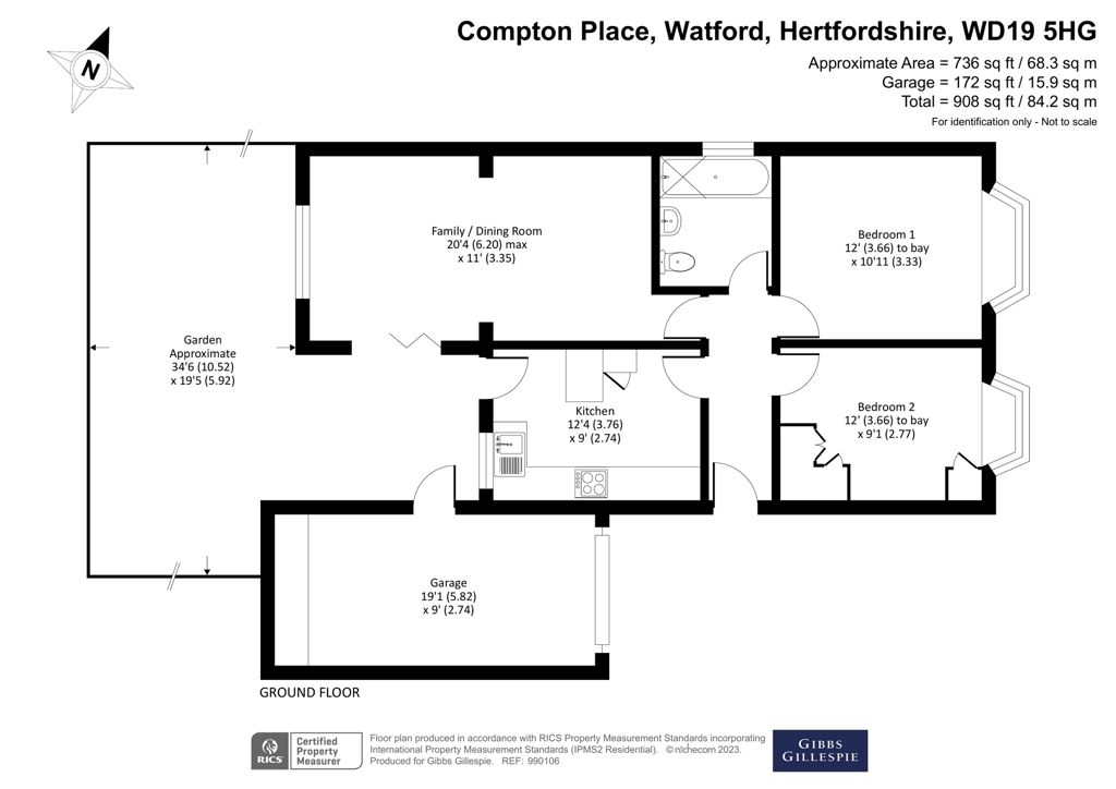 2 bed bungalow for sale in Compton Place, Watford, Hertfordshire WD19 ...