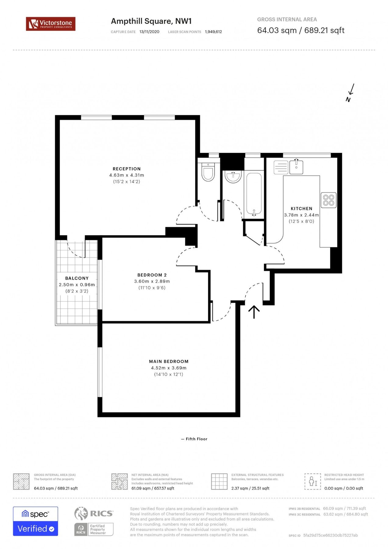 3 bed flat to rent in Gillfoot, Ampthill Square, Euston, London NW1 ...