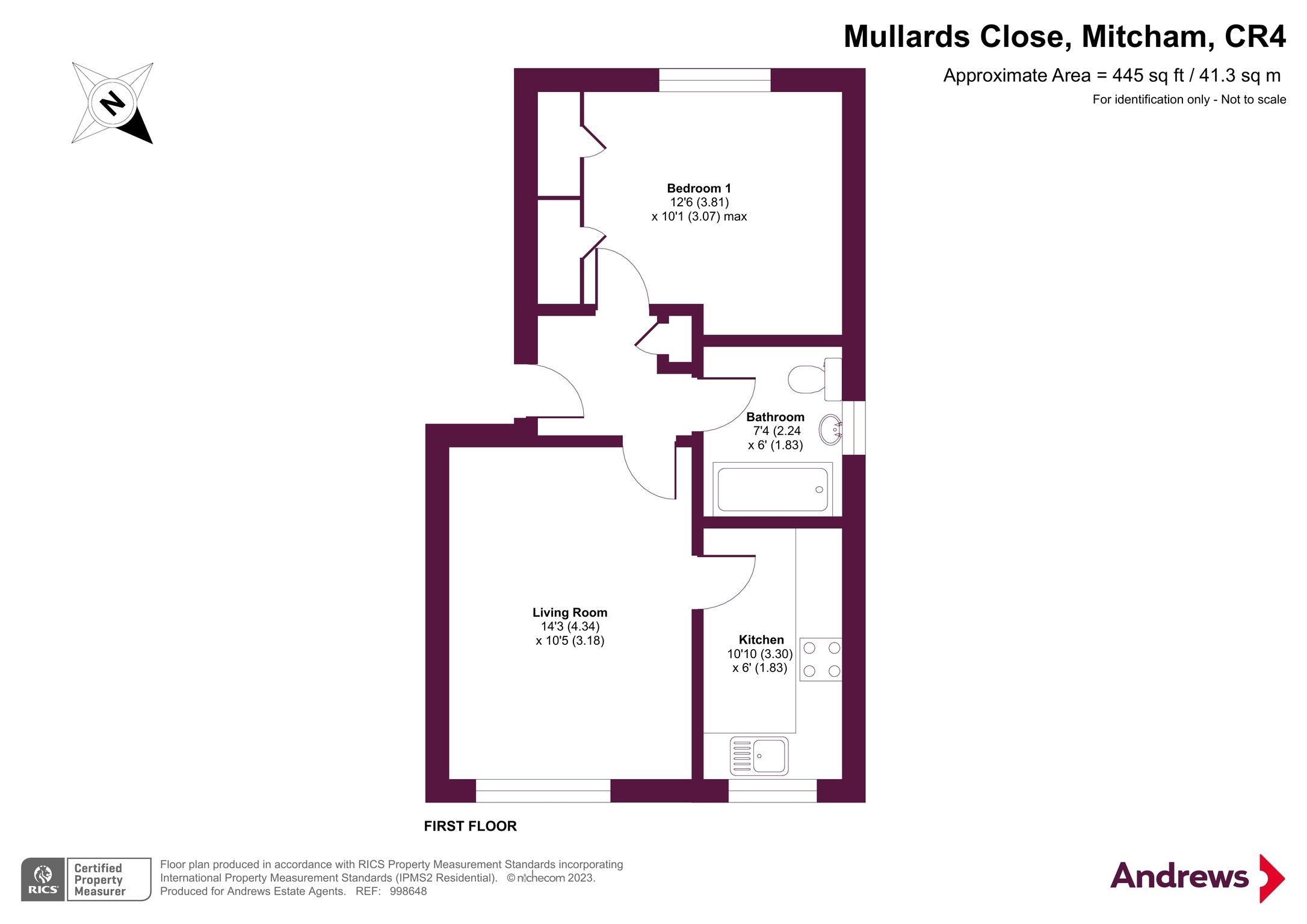 1 bed flat for sale in Mullards Close, Mitcham CR4 - Zoopla