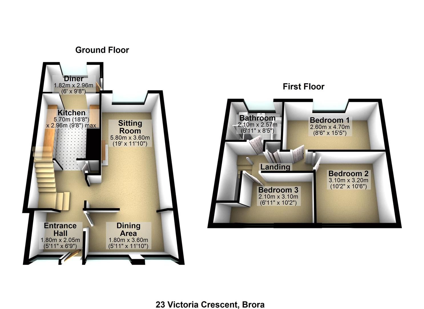 3 bed property for sale in Victoria Crescent, Brora KW9 - Zoopla