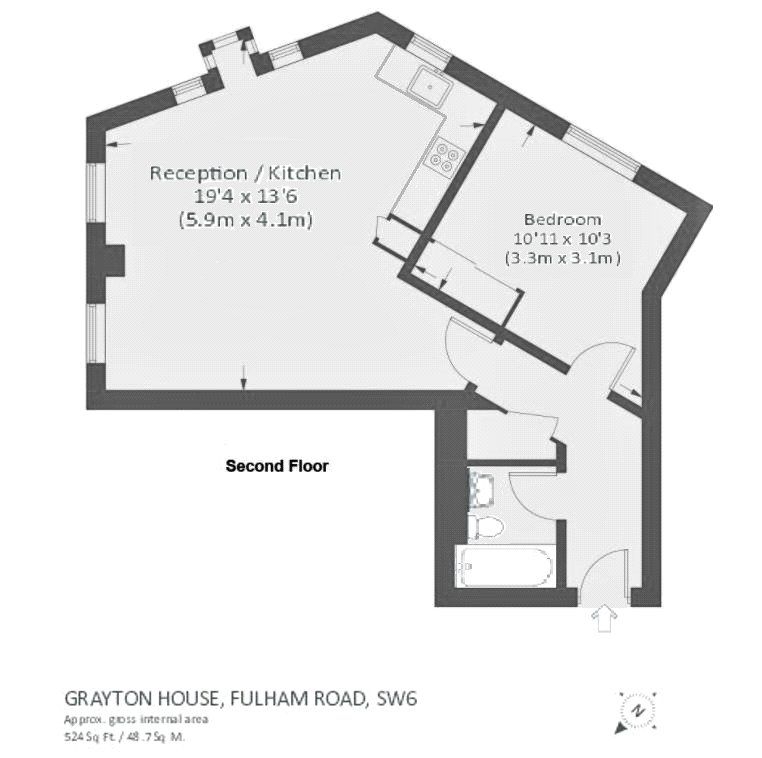 1 bed flat to rent in Grayton House, 498-504 Fulham Road, Fulham SW6 ...