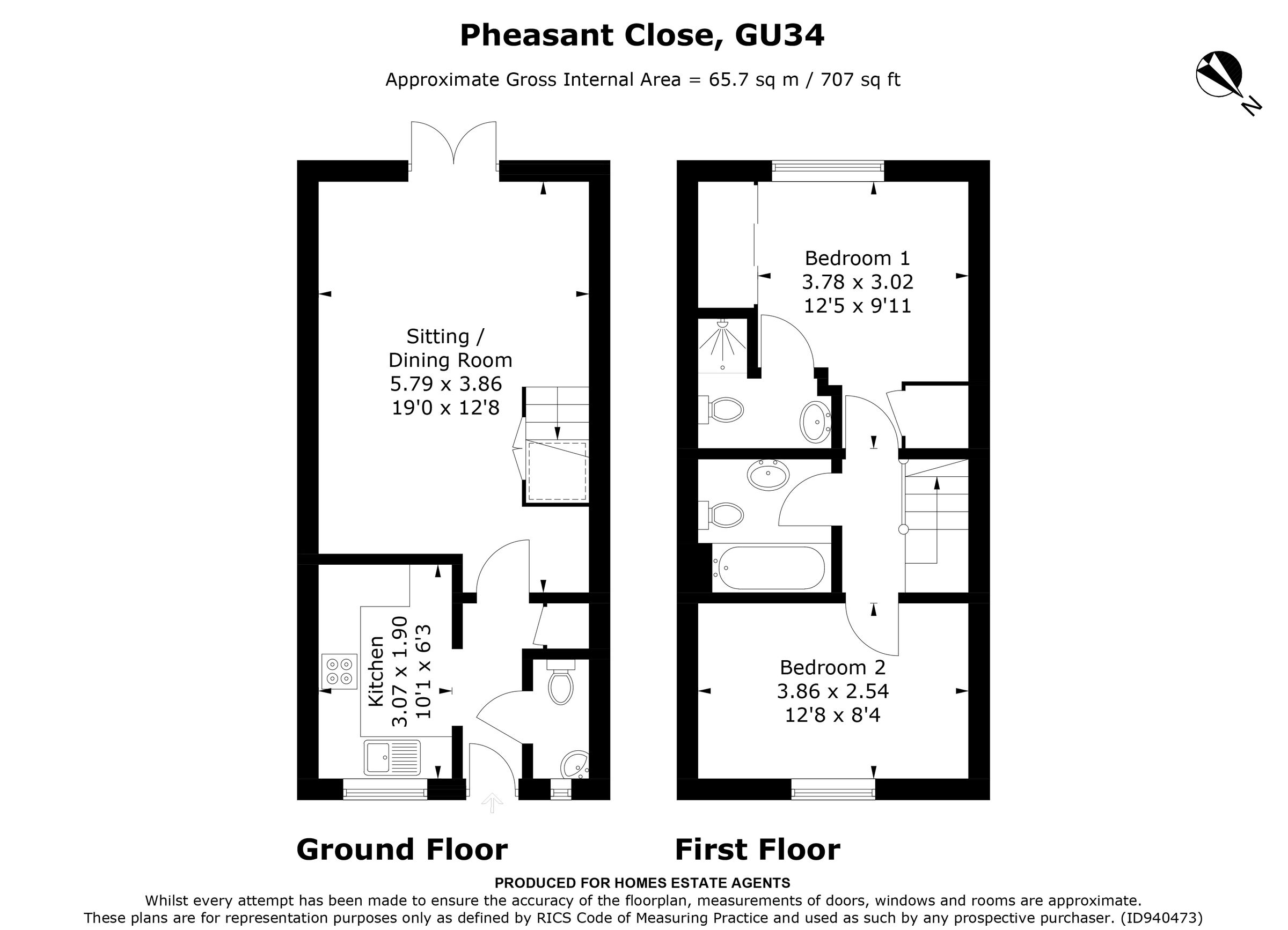 2 bed semi-detached house for sale in Pheasant Close, Four Marks, Alton ...