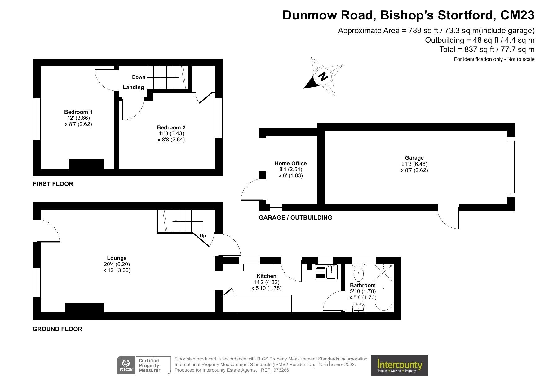 2 bed semi-detached house for sale in Dunmow Road, Bishop's Stortford ...