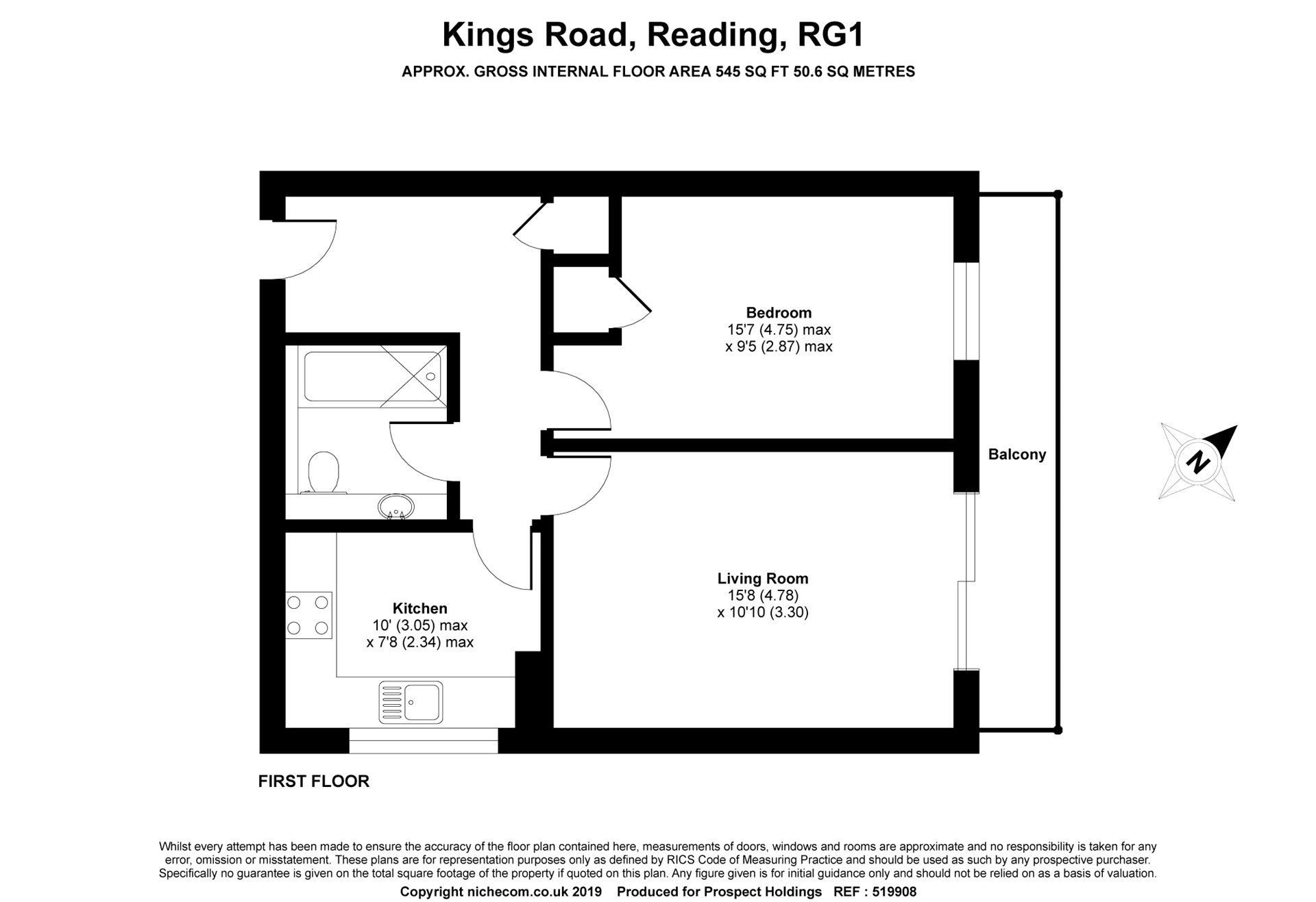1 bed flat to rent in Royal Court, Kings Road, Reading, Berkshire RG1 ...