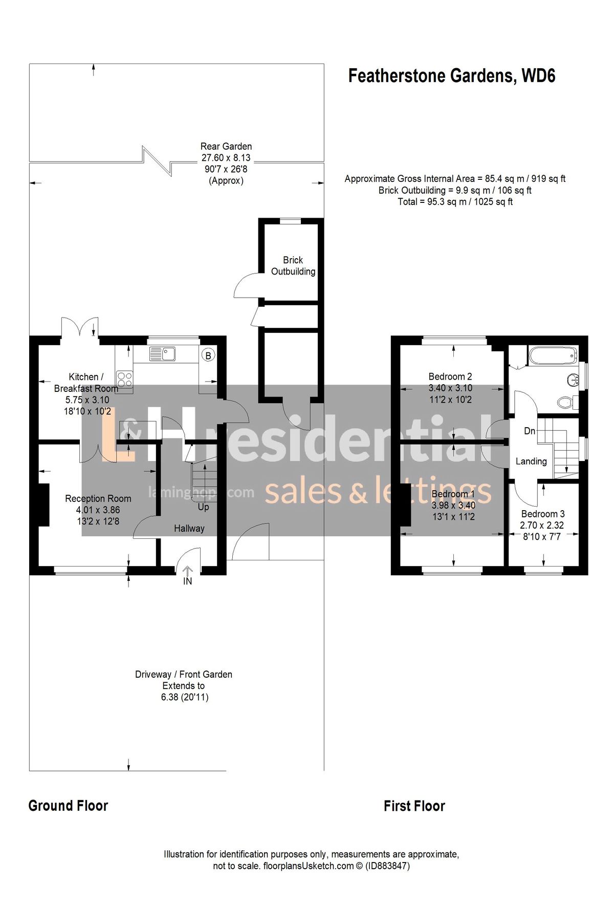 3 bed semi-detached house for sale in Featherstone Gardens, Borehamwood ...