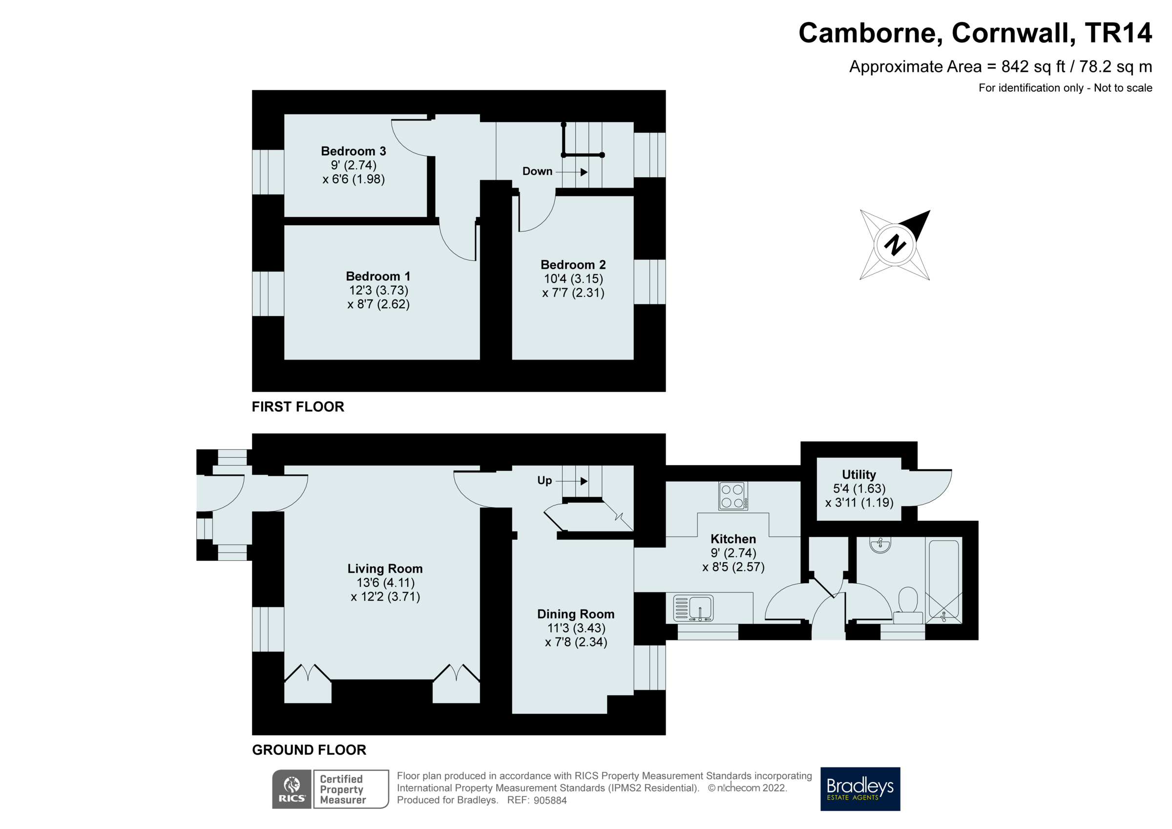 3 bed semi-detached house for sale in Rose Cottages, Camborne, Cornwall ...