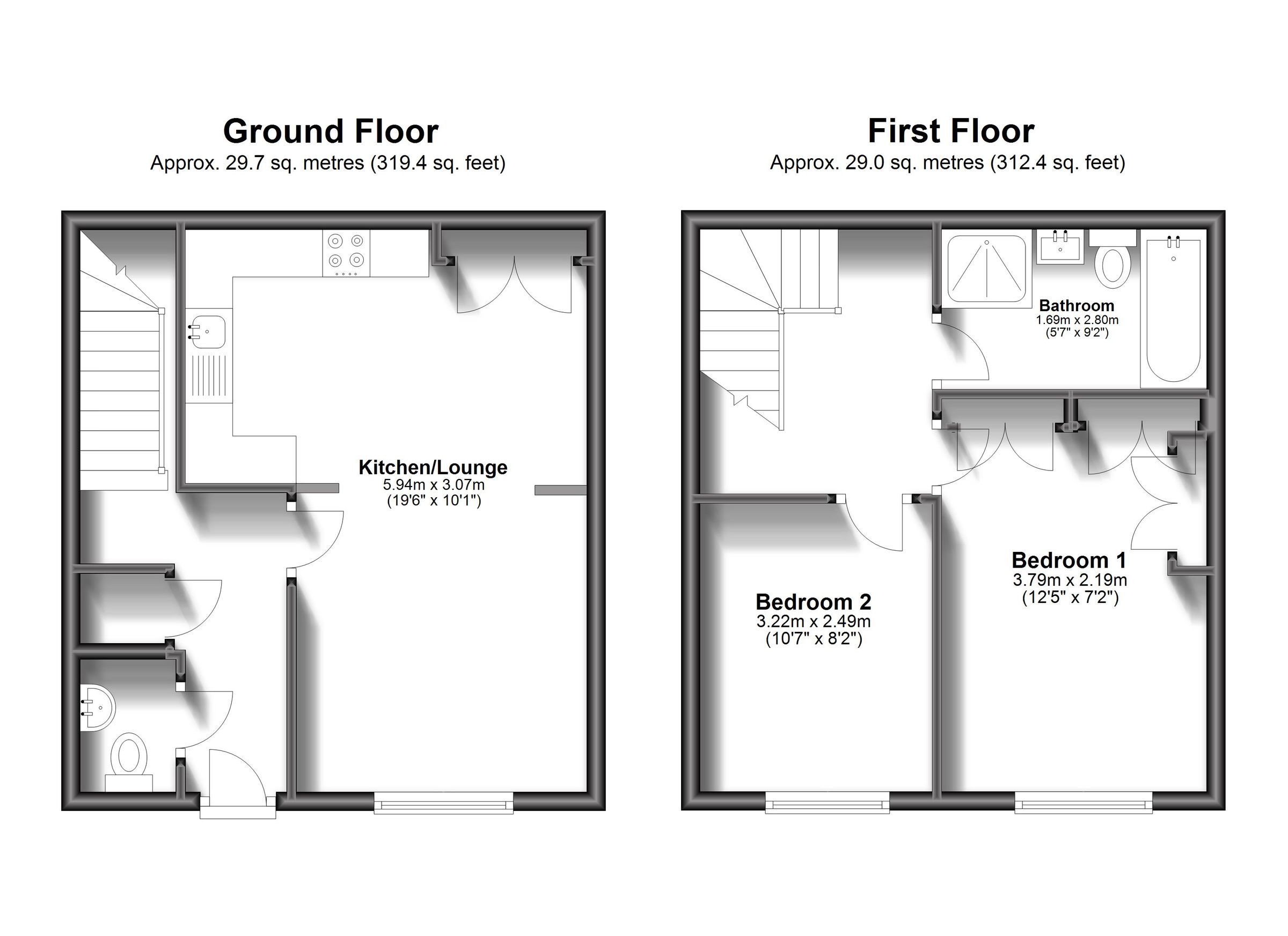 2 bed terraced house to rent in Nettlestead Oast, Maidstone Road ...