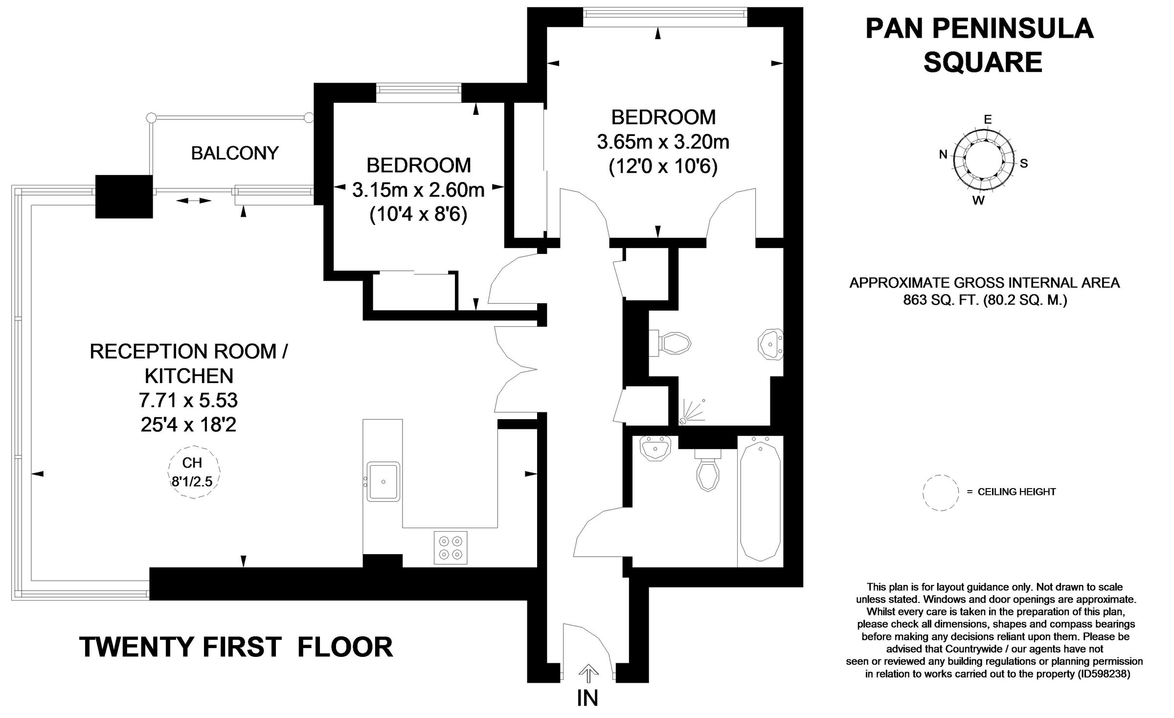 2 bed flat to rent in Pan Peninsula Square, London E14 - Zoopla