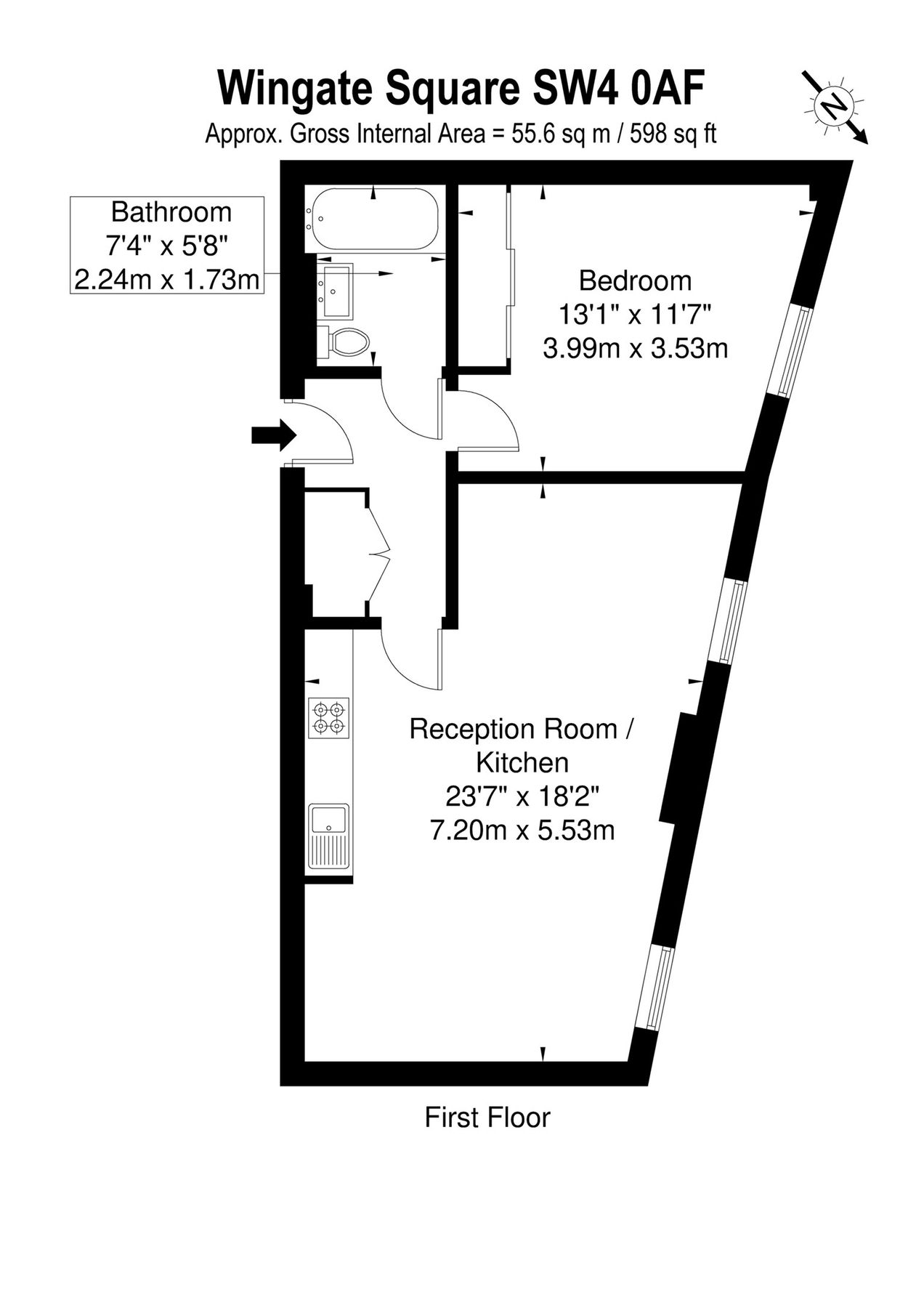 1 bed flat to rent in Wingate Square, Clapham, London SW4 - Zoopla