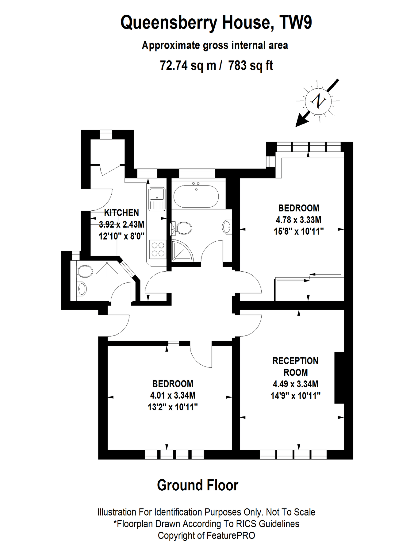 2 bed flat to rent in Queensberry House, Friars Lane, Richmond, Surrey ...