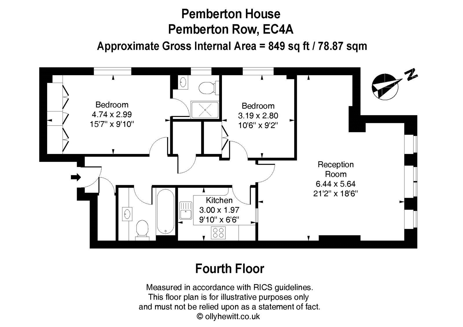 2 bed flat to rent in Pemberton House, 7 Pemberton Row, Clerkenwell ...