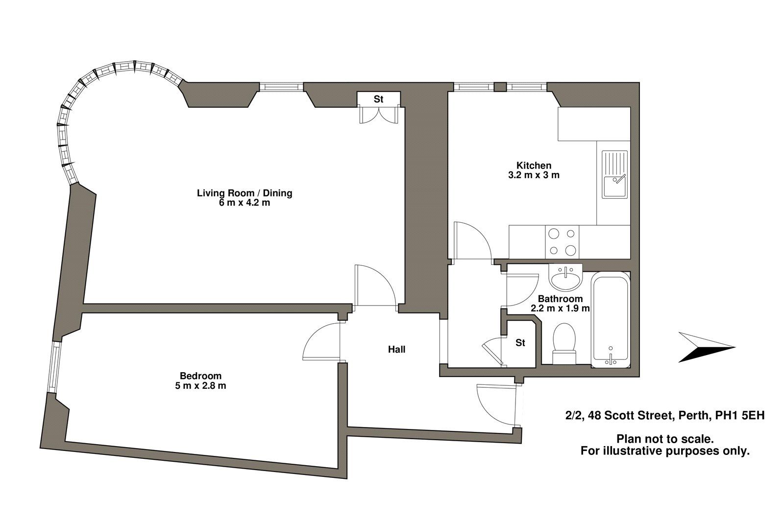 1 bed flat to rent in 2/2, 48 Scott Street, Perth PH1 - Zoopla