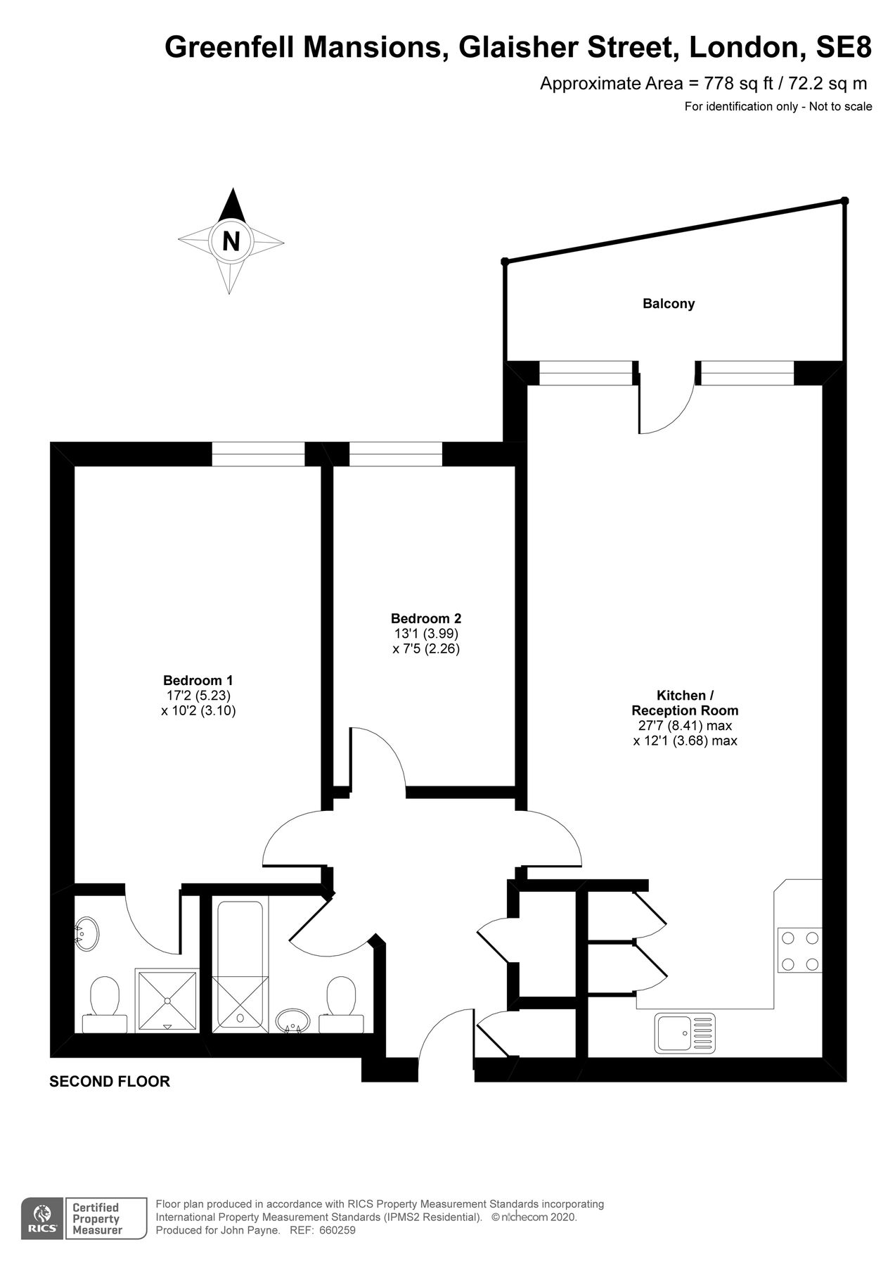 2 bed flat to rent in Greenfell Mansions, Glaisher Street, London SE8 ...